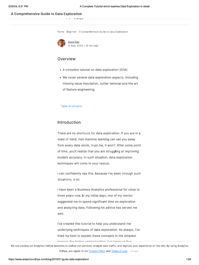 A Comprehensive Guide To Data Exploration | PDF