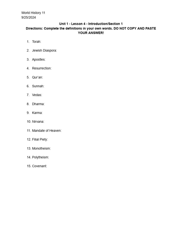 Vocabulary - Unit 1 - Lesson 4 - Introduction - Section 1 | PDF
