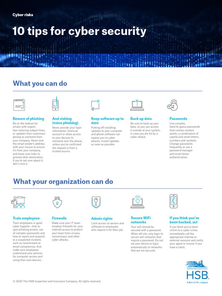 HSB Total Cyber Infographic Risk Management 10 Tips For Cyber Security ...