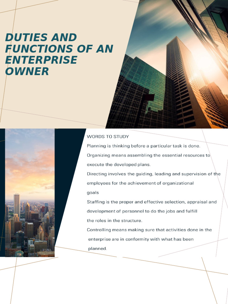 Duties of an Enterprise Owner | PDF | Planning | Strategic Planning