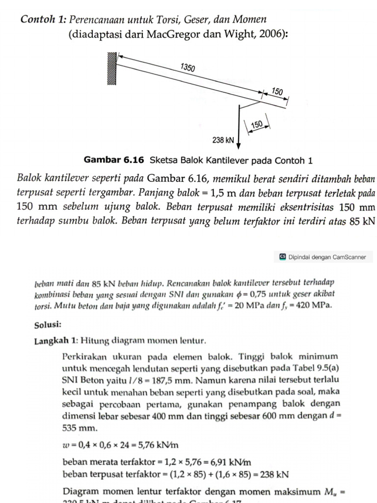 Contoh Soal Perencanaan Torsi | PDF