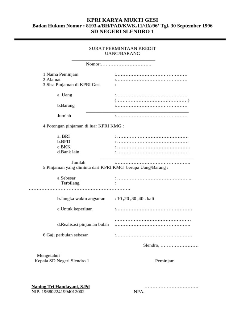 Blangko Koperasi Amprah | PDF