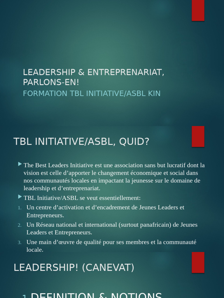 Leadership & Entreprenariat, Parlons-En! | PDF