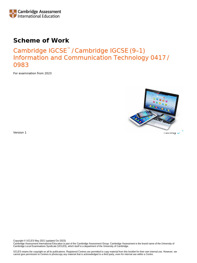 0417 Scheme of Work (For Examination From 2023) | PDF