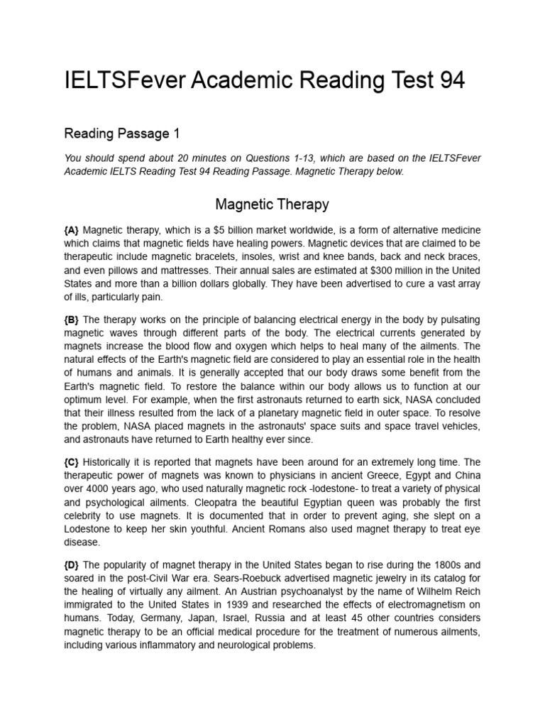 Academic IELTS Reading Test 94 | PDF
