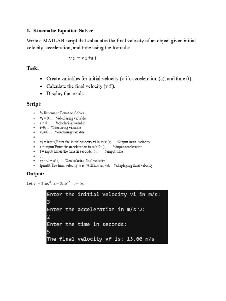 Physics Matlab Script | PDF