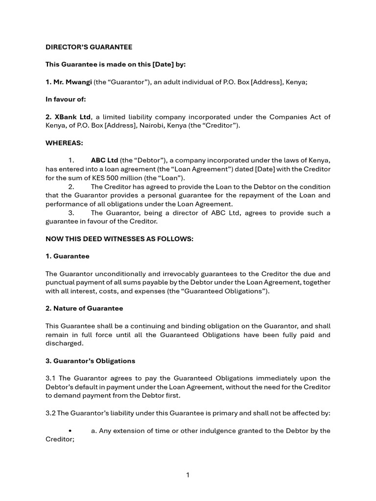 Simple DIRECTORs GUARANTEE | PDF