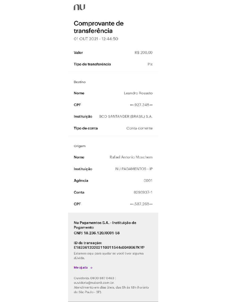 Transferências Leandro | PDF