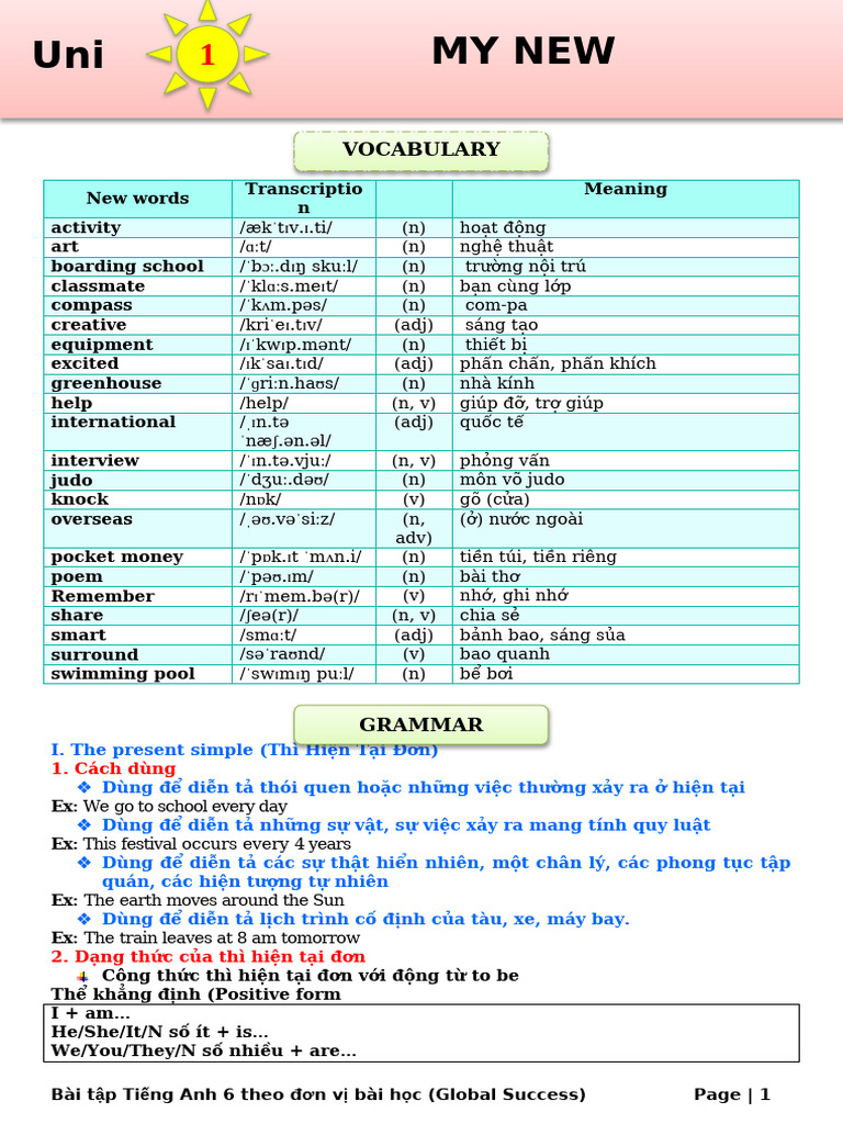 English 6 - Exercise Unit 1 (GV) | PDF | Art