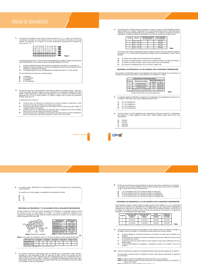 Cuadernillo De-Preguntas-Saber-11-Matematicas Modificado | PDF