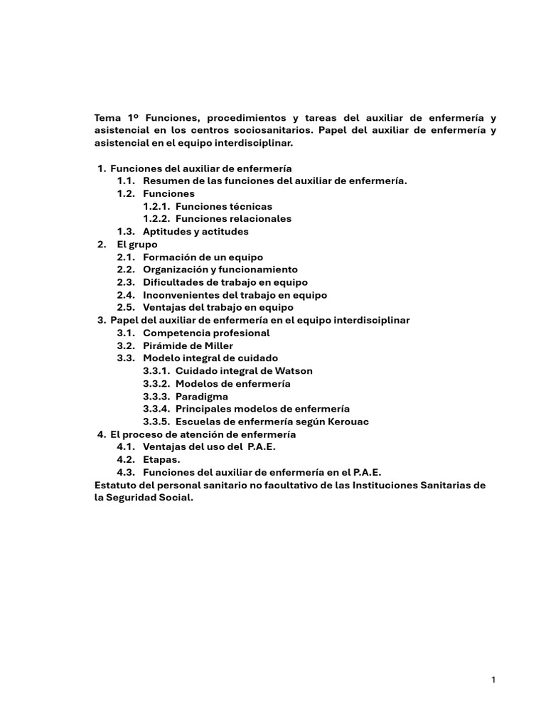 Tema 1º Funciones Del TCAE 1a | PDF