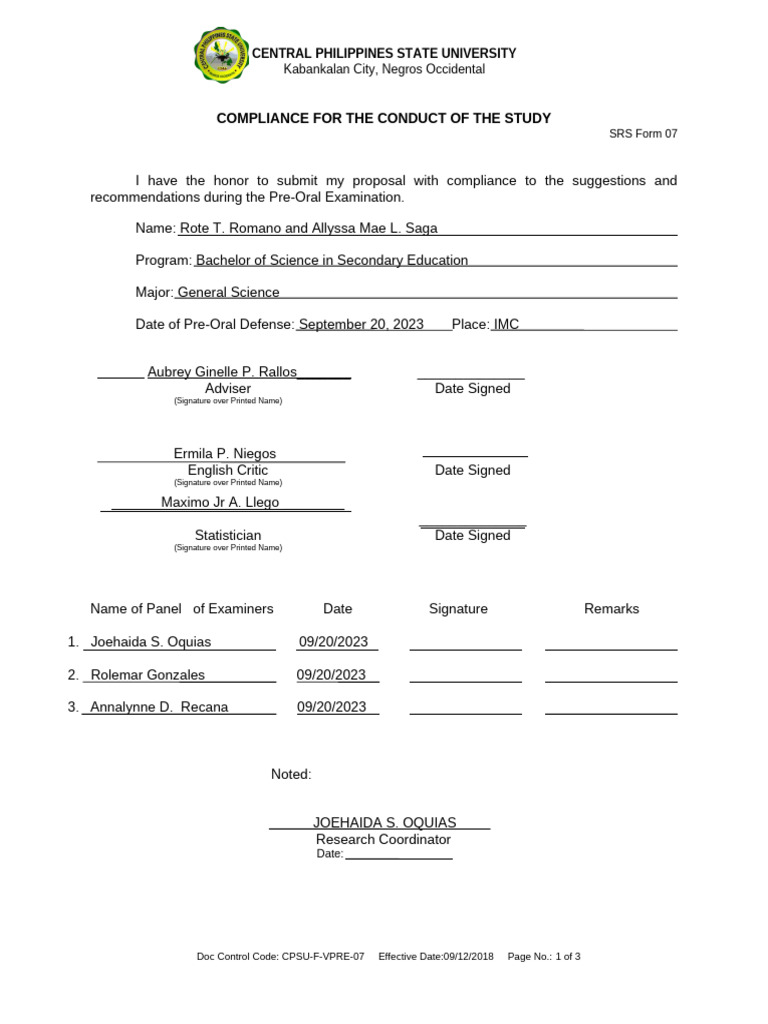 Srs Form-07 Assessment - Edited | PDF