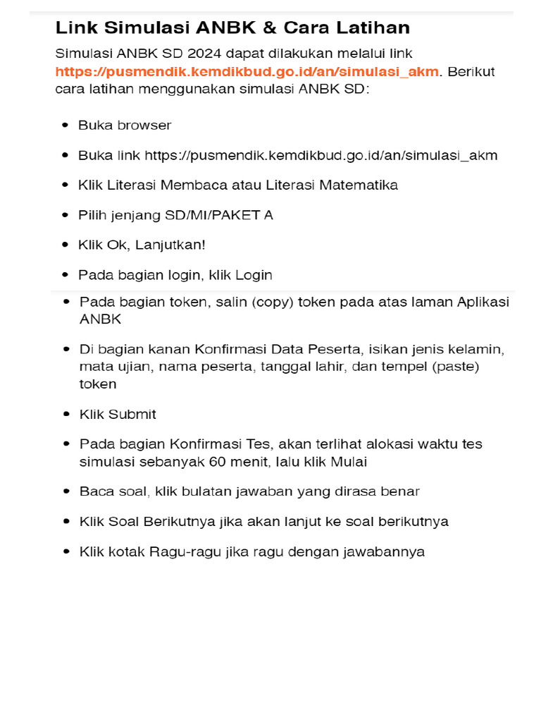 Simulasi ANBK 2024 | PDF