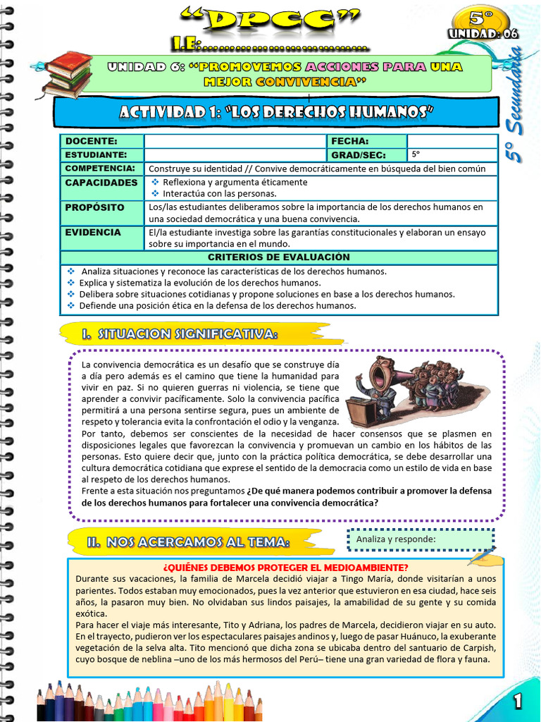5° DPCC - Actv.01-Unid.6 2023 | PDF