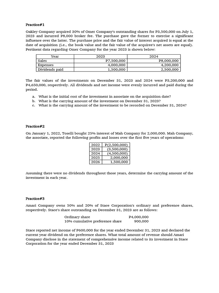 Investment in Associate Practice | PDF