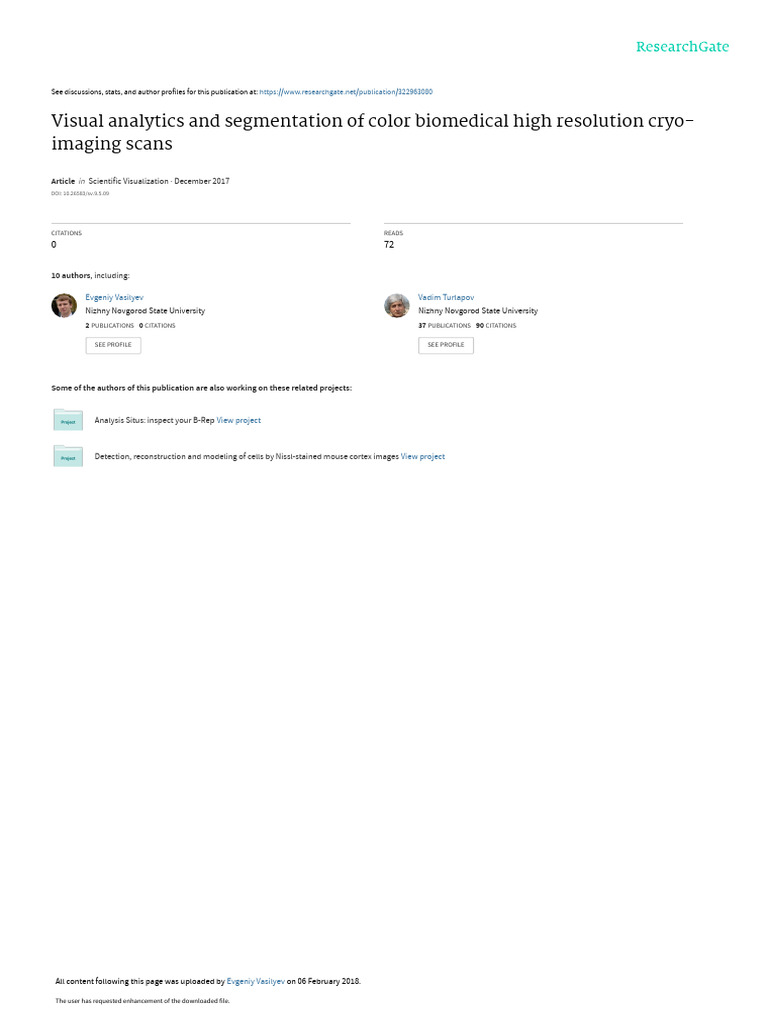 Cryo-imagingVisualAnalytics Amp Amp Segmentation | PDF