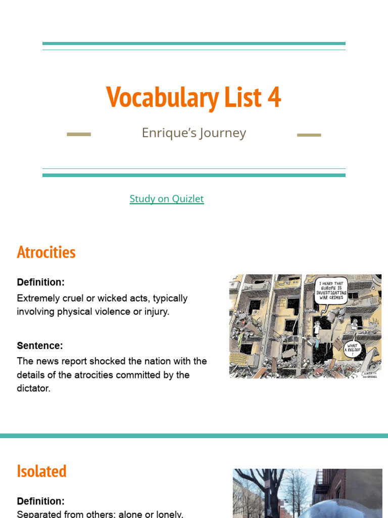 Vocabulary List 4 (Enrique's Journey) | PDF