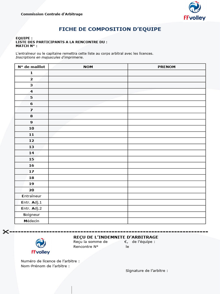 Feuille Composition Equipe | PDF