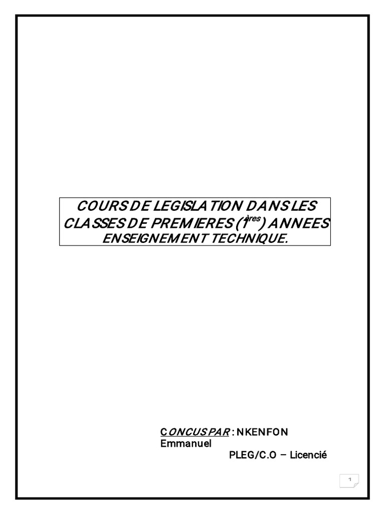 COURS DE LEG 1ère ANNEES | PDF