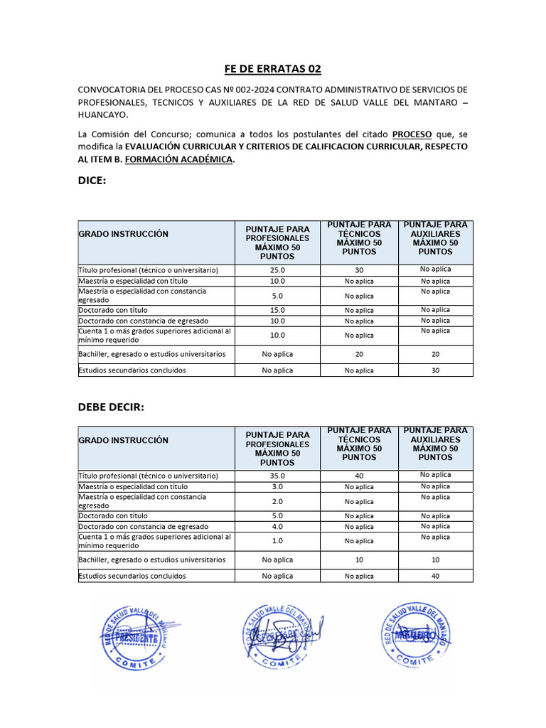 Fe de Erratas 02 | PDF