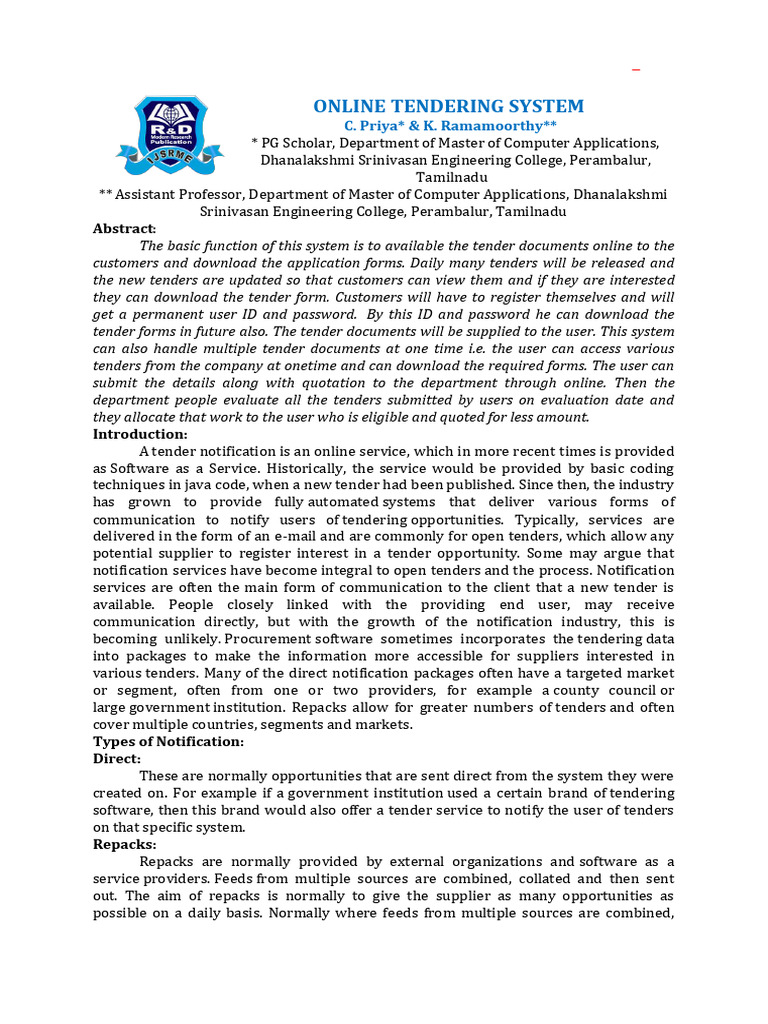 Online Tendering System | PDF