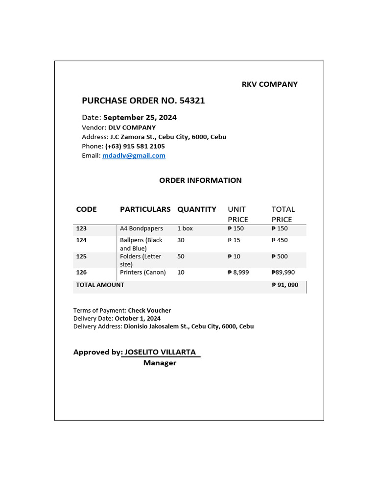 Rojo-Ais, Sales Order | PDF