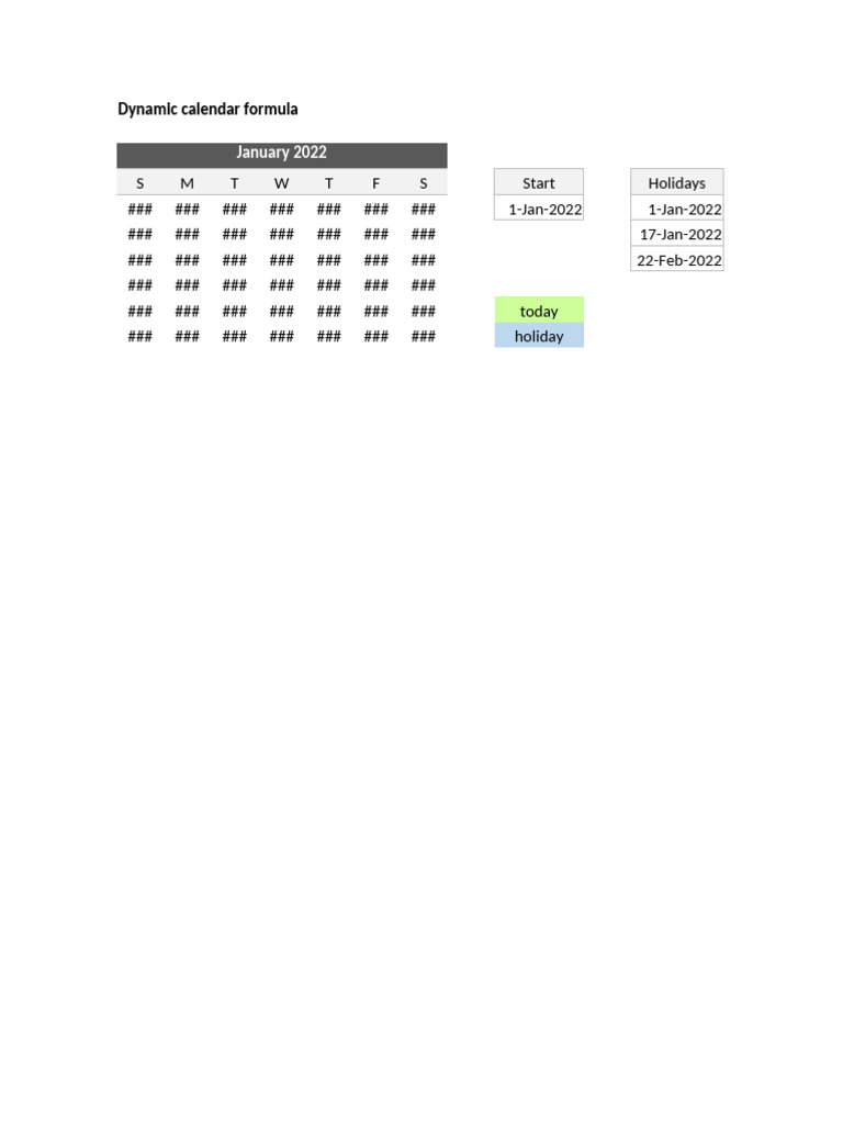 Dynamic Calendar Formula | PDF
