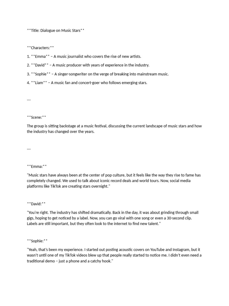 Dialogue On Music Stars | PDF