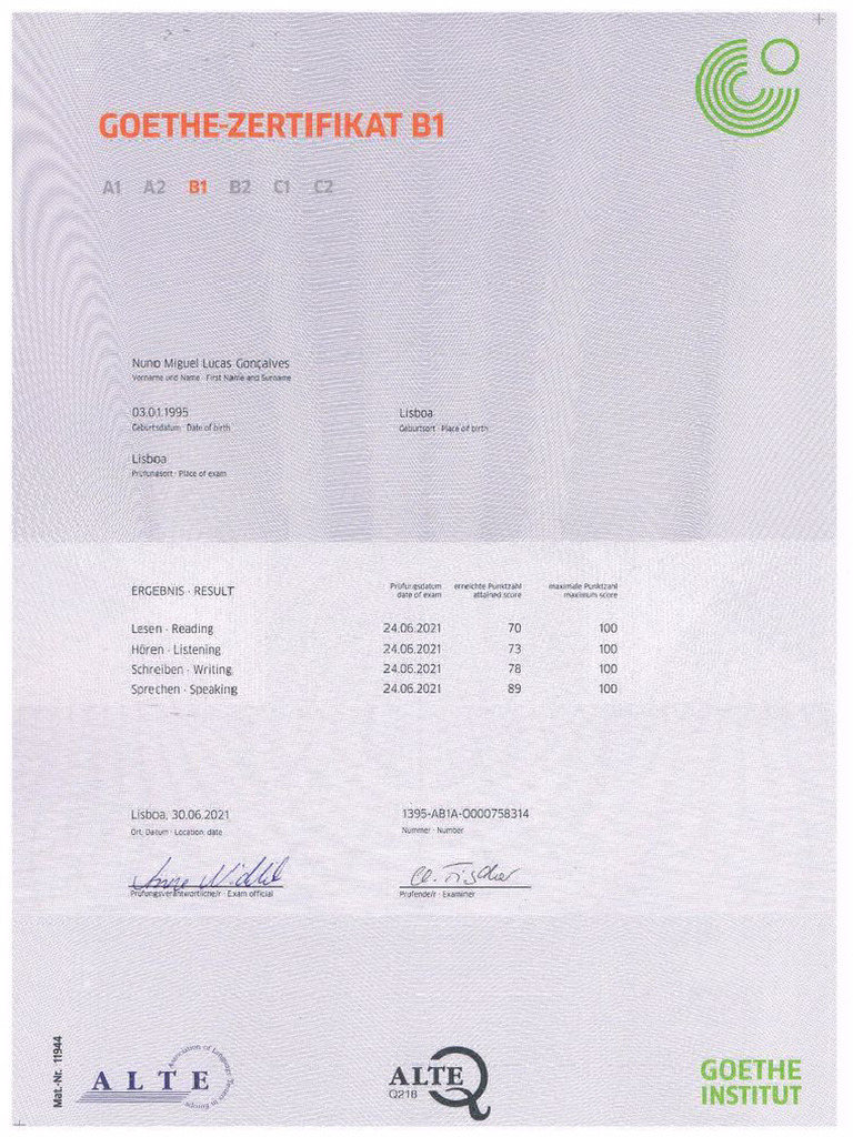 Goethe Certificate | PDF