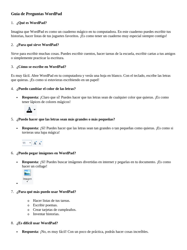 Guía de Preguntas WordPad | PDF