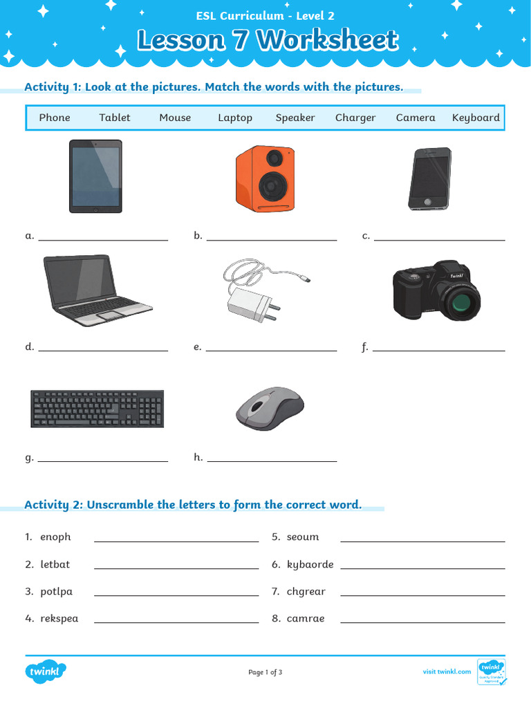 Lesson 7 Worksheet (Where Is ... ) | PDF