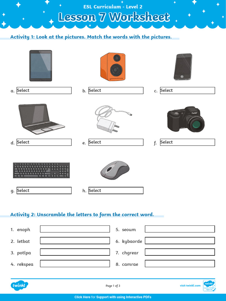 Lesson 7 - Level 2 Interactive Worksheet (Where Is ... ) | PDF ...