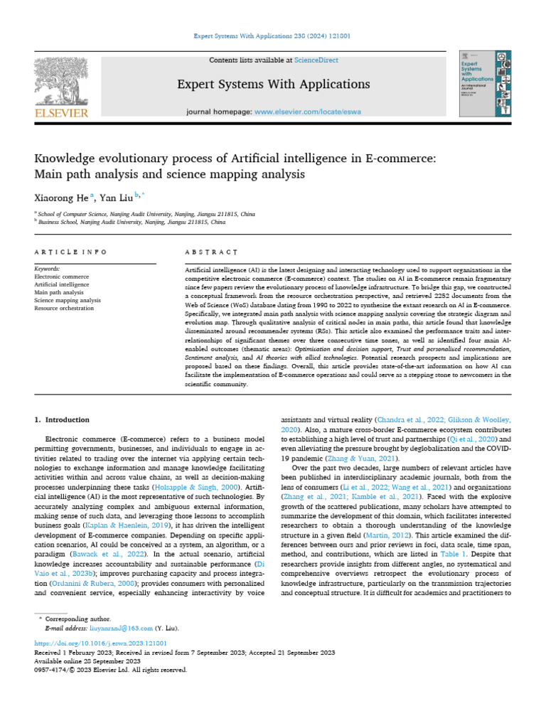 Knowledge Evolutionary Process of Artificial Intelligence in E-Commerce ...