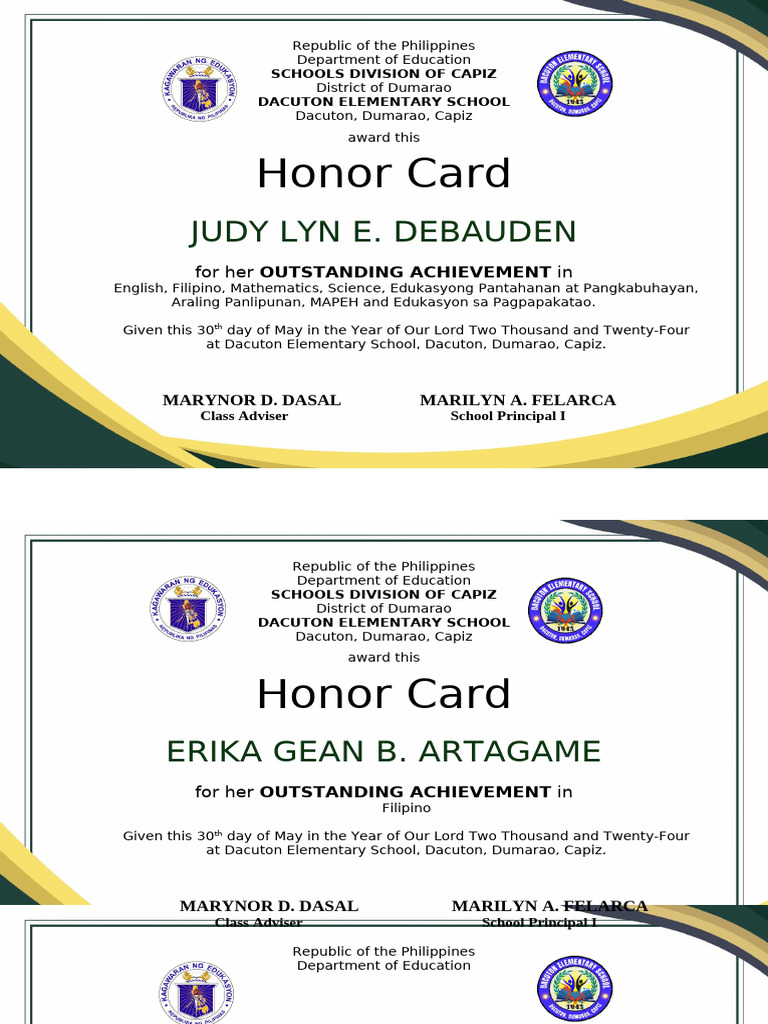 Cert Honor Card | PDF