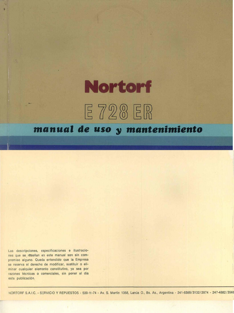 Manual de Uso y Mantenimiento - NORTORF E728 ER | PDF