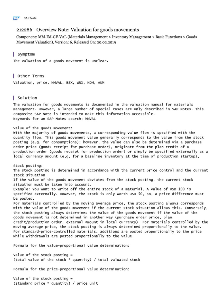 Valuation Class Configuration | PDF