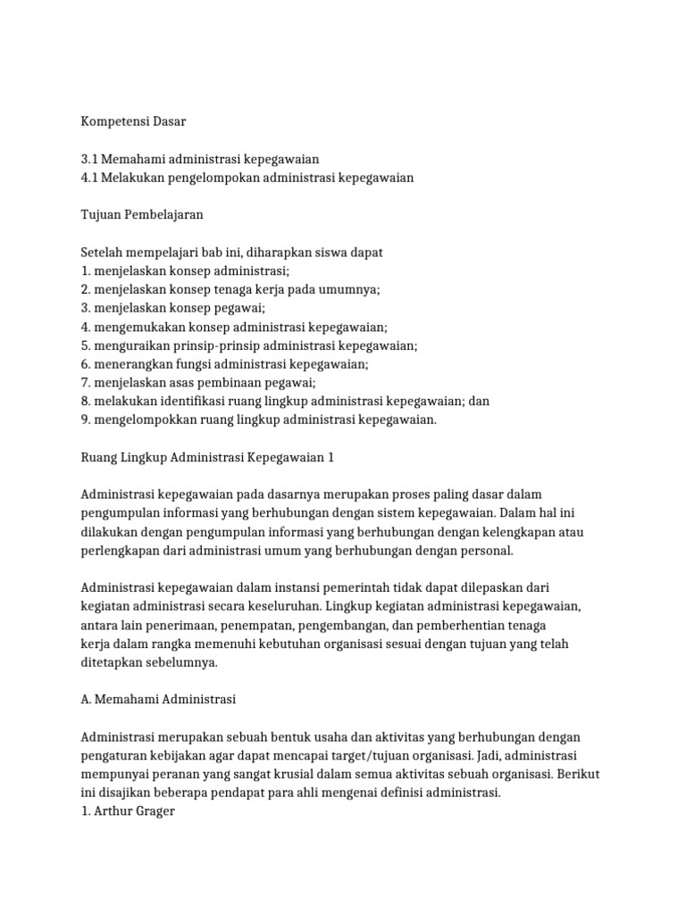 Kompetensi Dasar Kepegawaian | PDF