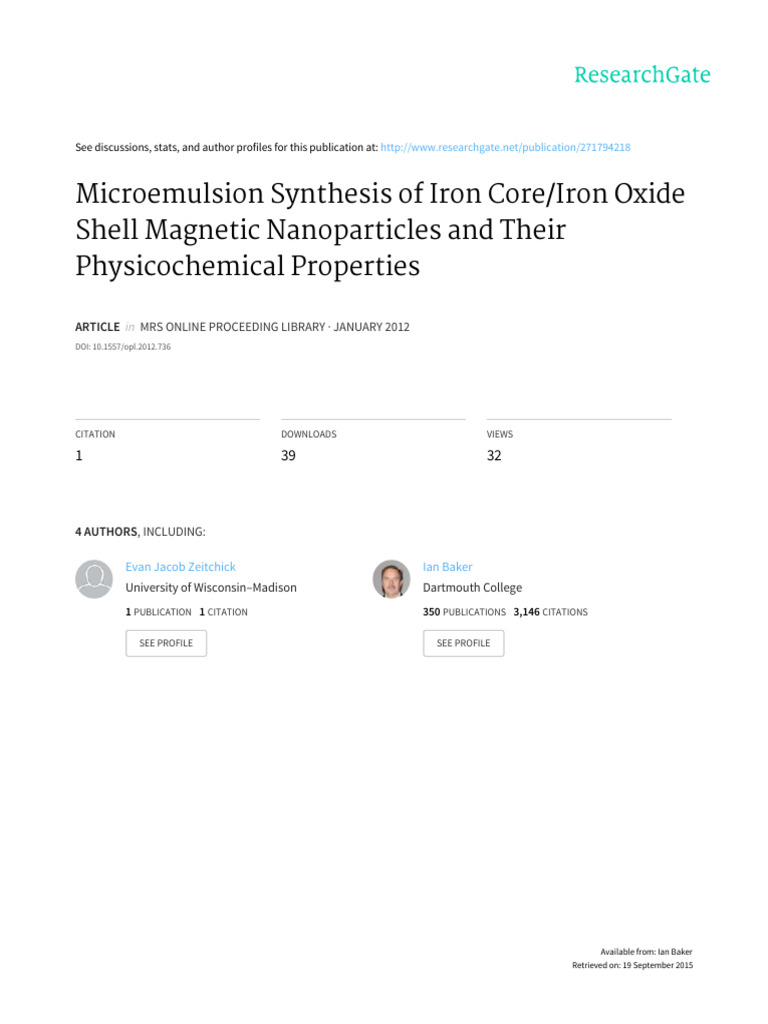 Microemulsion Synthesis Ref 2 | PDF