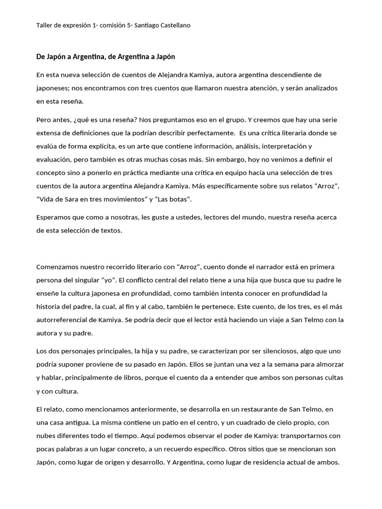 Reseña Taller de Expresión 1 | PDF