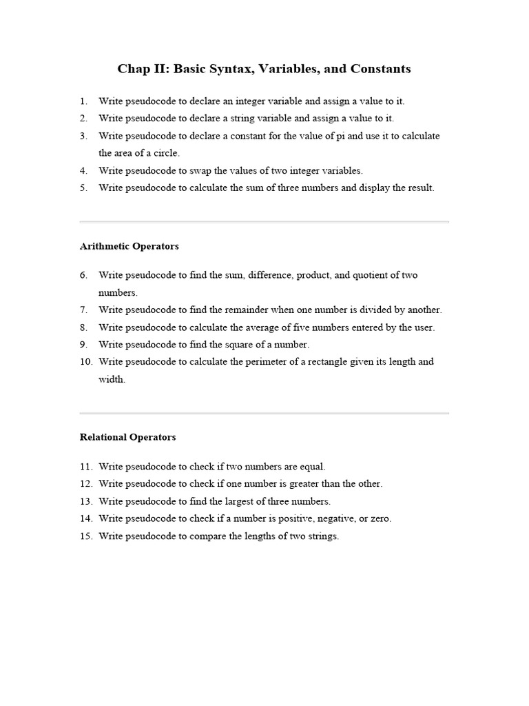 Chap II - Exercises | PDF