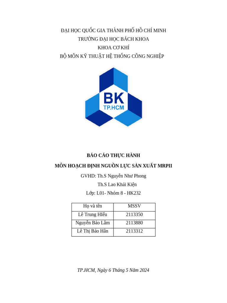 THN MRP Nhóm 8 L01 | PDF