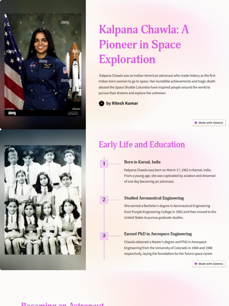 Kalpana Chawla A Pioneer in Space Exploration | PDF