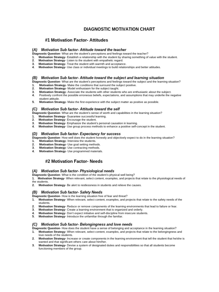 Diagnostic Motivation Chart | PDF