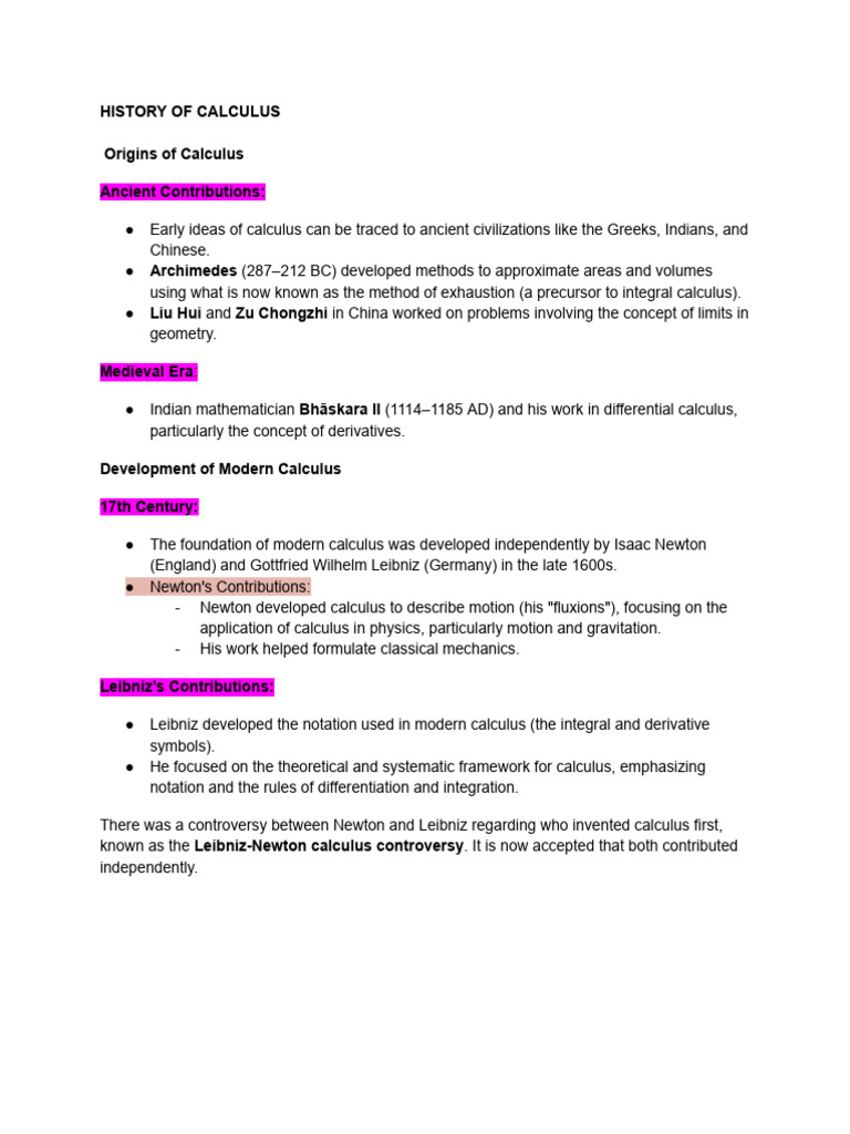 History of Calculus | PDF