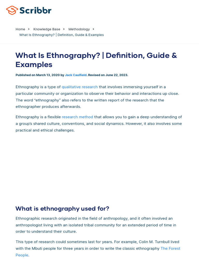 What Is Ethnography - Definition, Guide & Examples | PDF