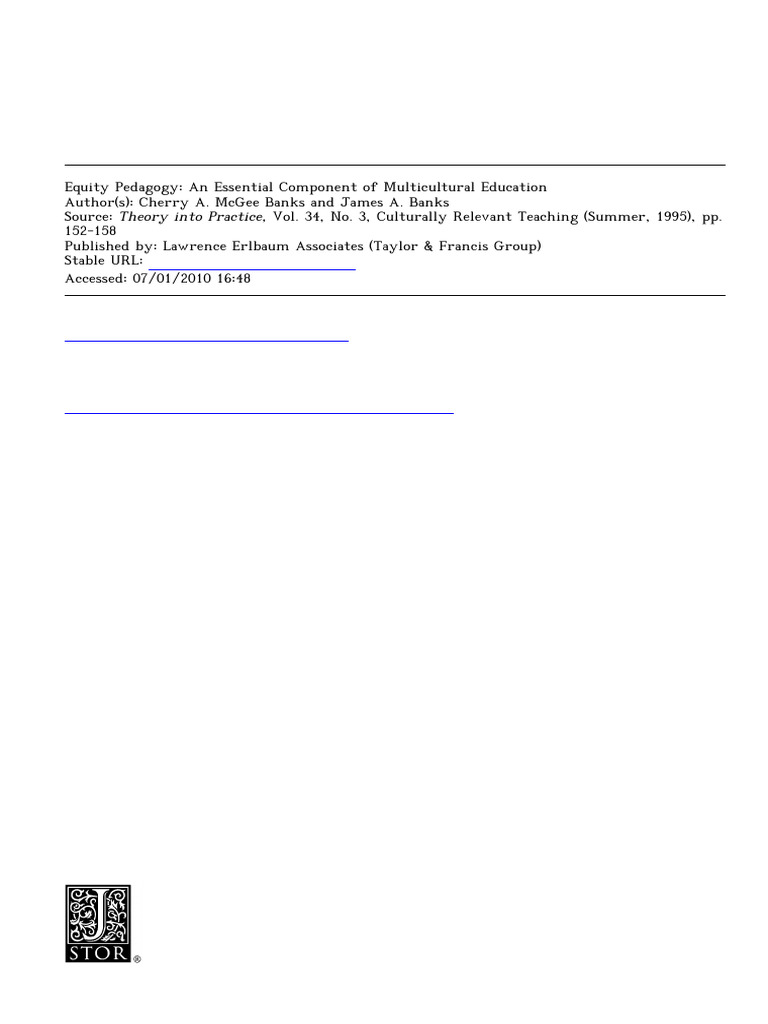 Banks Equity Pedagogy An Essential Component of Multicultural Education ...