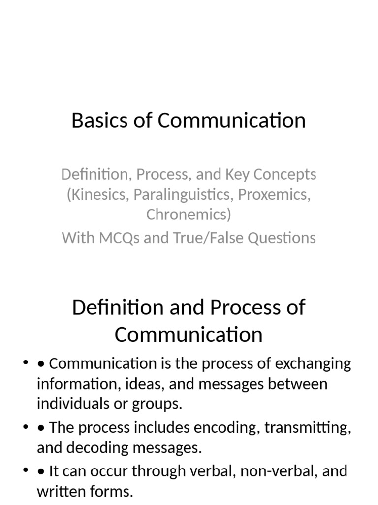 Communication Basics With MCQ | PDF