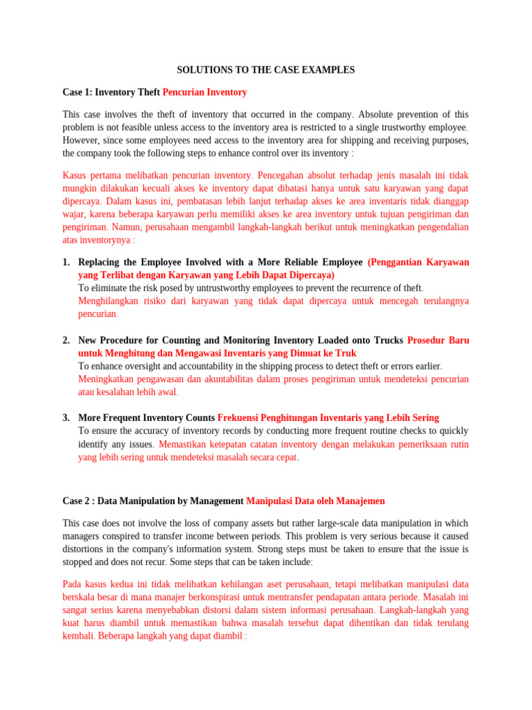 Materi Presentasi Solutions To The Case Examples | PDF