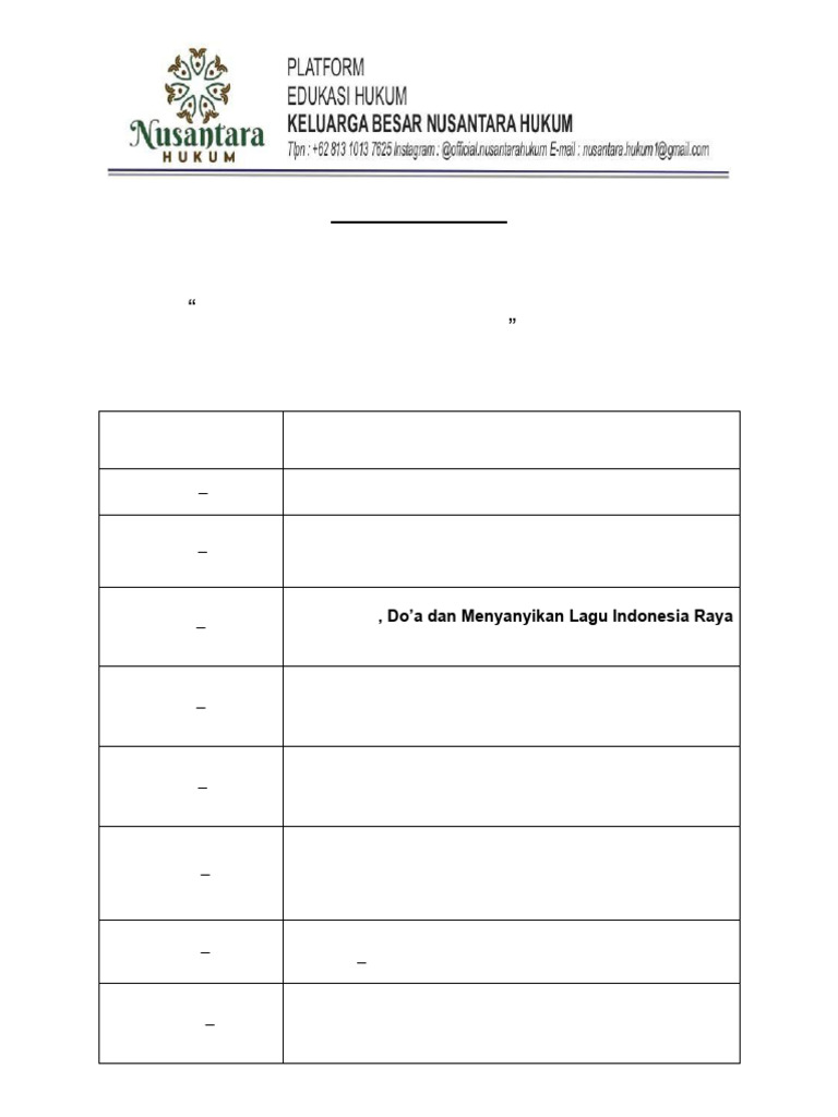 Rundown Acara - Webinar NH | PDF