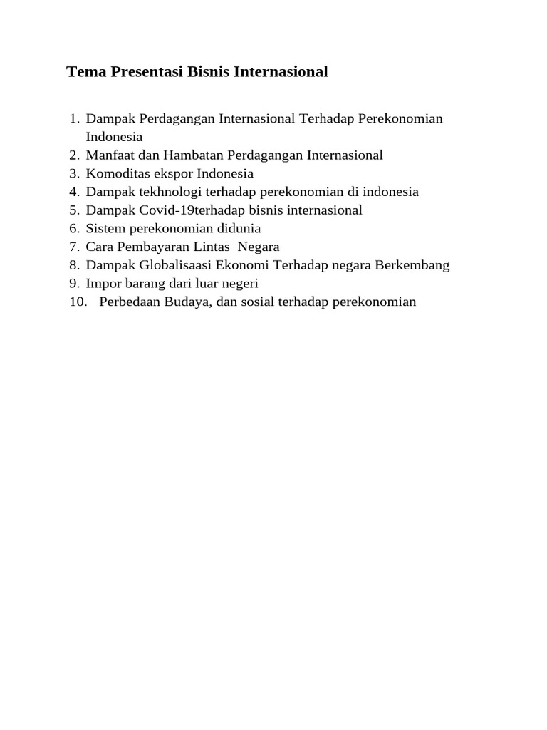Tema Presentasi Bisnis Internasional | PDF